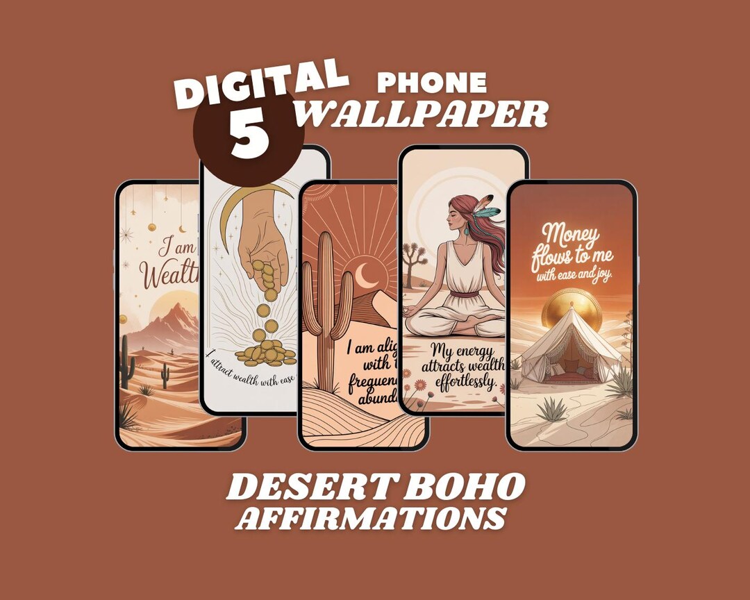 5 Wealthy Affirmations Boho Themed Phone Wallpaper | Daily Motivational ...