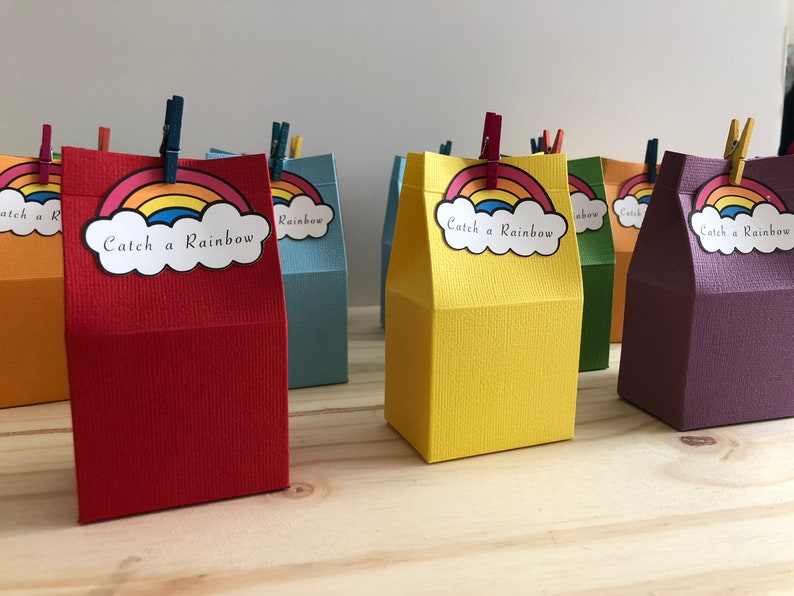 Rainbow Favor Boxes Rainbow Favor bags 12 Birthday Favor Boxes | Etsy