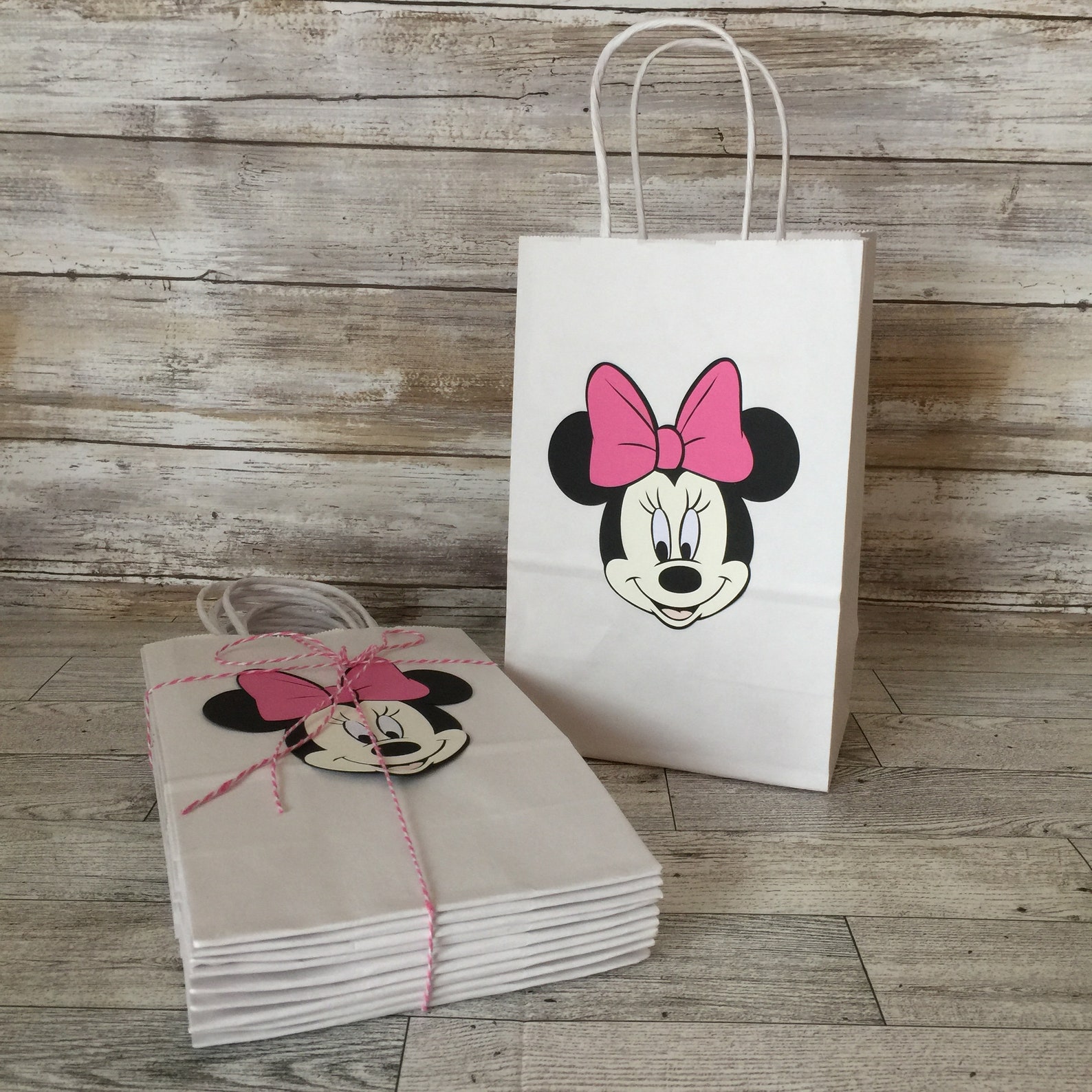 Minnie Mouse Birthday Favor Bags, Birthday Bags, White Gift Bags, Treat ...