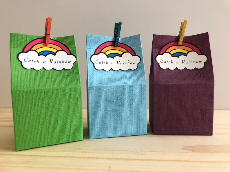Rainbow Favor Boxes Rainbow Favor bags 12 Birthday Favor Boxes | Etsy