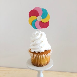 Rainbow Cupcake Toppers QTY 18 Circle Flowers Cupcake Toppers, Round ...