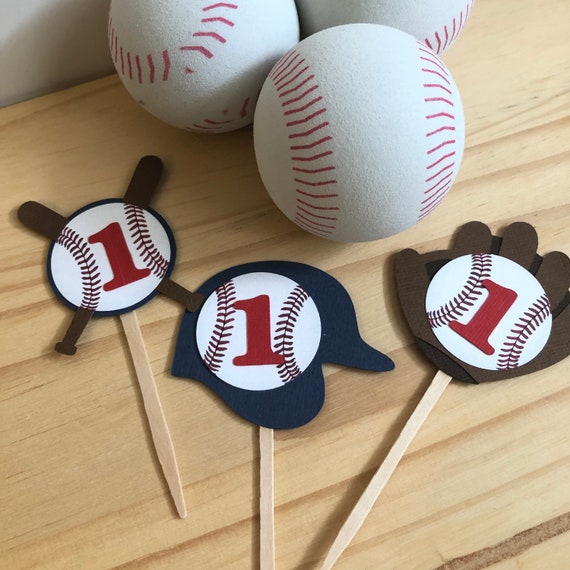 Baseball Glove QTY 12 Cupcake Toppers Baseball Bat Cupcake Toppers or ...