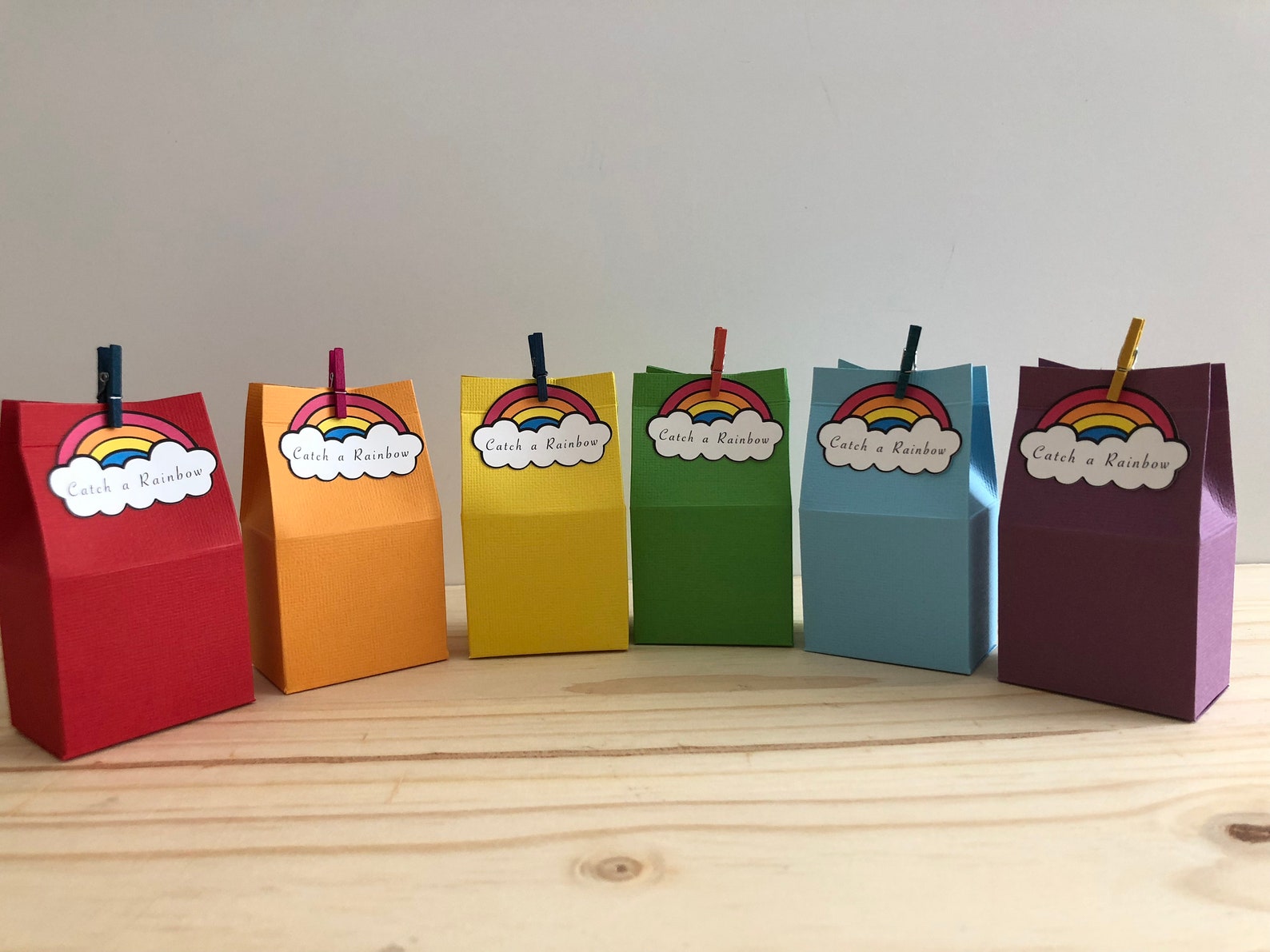 Rainbow Favor Boxes Rainbow Favor bags 12 Birthday Favor Boxes | Etsy