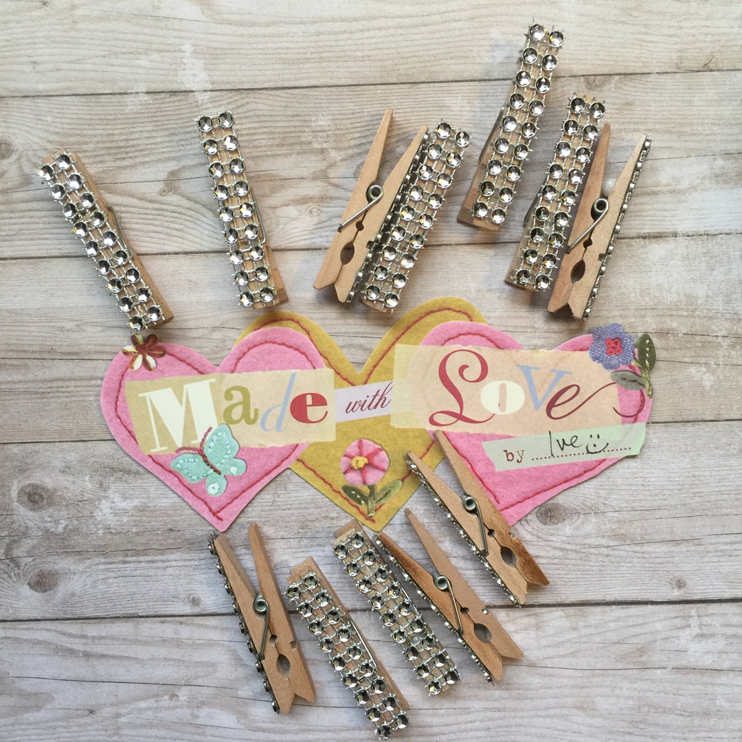12 Decorative Clothes Pin, Bling, Silver Clothespin, Mini Clothespin ...