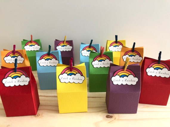 Rainbow Favor Boxes Rainbow Favor bags 12 Birthday Favor Boxes | Etsy