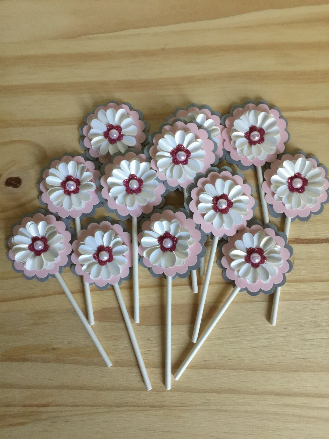 Birthday Cupcake Toppers Garden Theme Cupcake Toppers Flower - Etsy