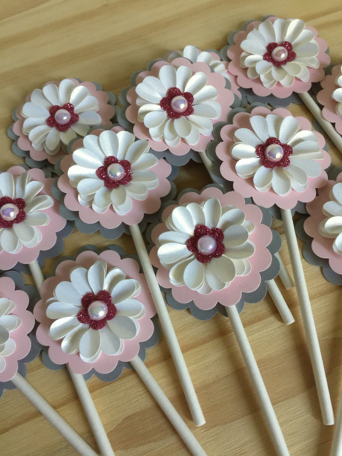 Birthday Cupcake Toppers Garden Theme Cupcake Toppers Flower - Etsy