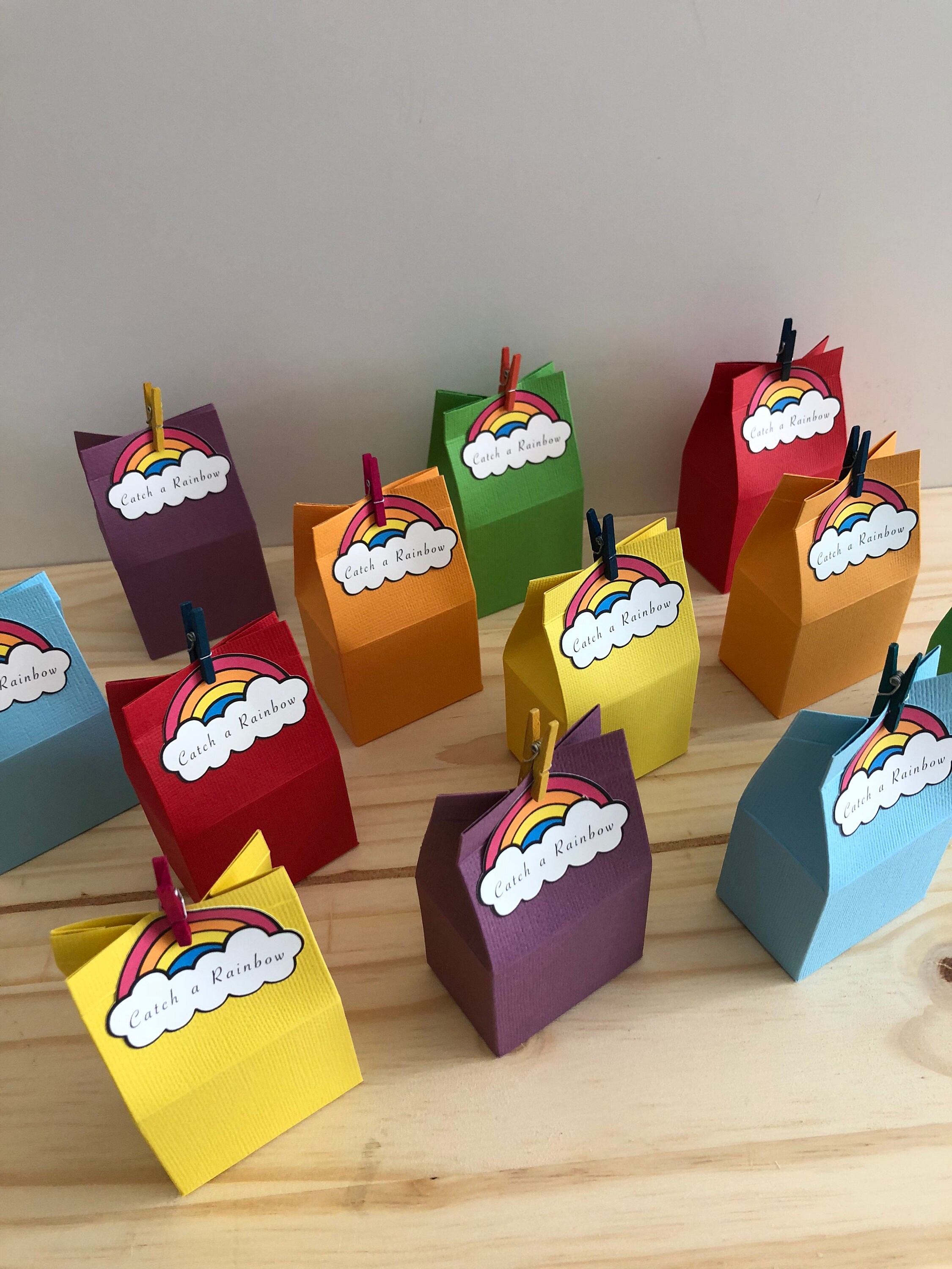 Rainbow Favor Boxes Rainbow Favor bags 12 Birthday Favor Boxes | Etsy