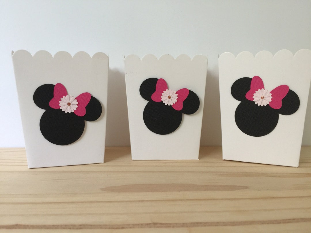 Minnie Mouse Birthday Favor Boxes, Popcorn Boxes, Rectangular Favor Box ...