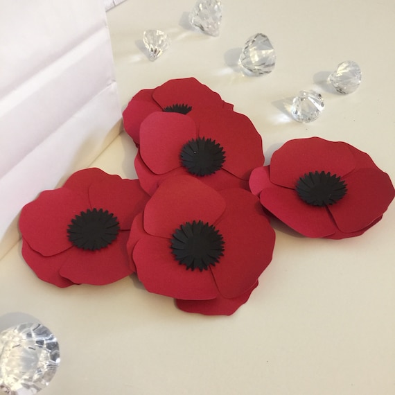 Red Poppies, 10 Paper Flowers, Remembrance Day, Red Flowers, Flower ...