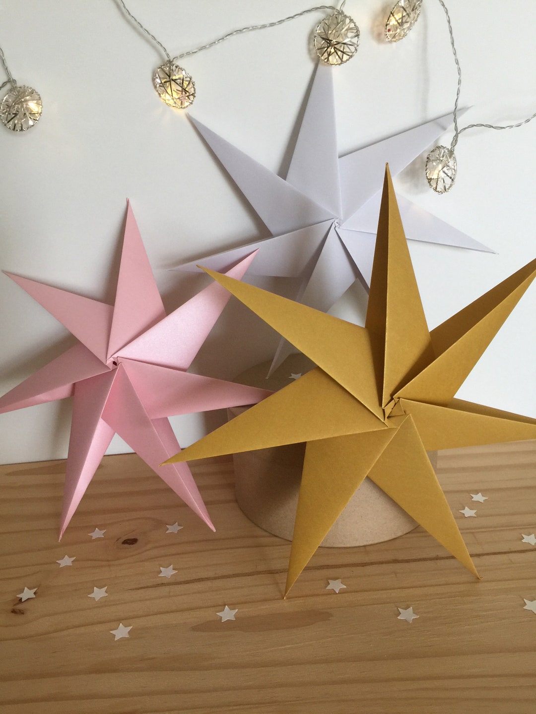 Stars Paper Set of 3 Stars 7-Pointed Star 12 Star - Etsy.de