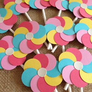 Rainbow Cupcake Toppers QTY 18 Circle Flowers Cupcake Toppers, Round ...