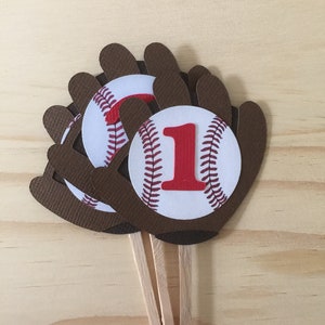 Baseball Glove QTY 12 Cupcake Toppers Baseball Bat Cupcake Toppers or ...