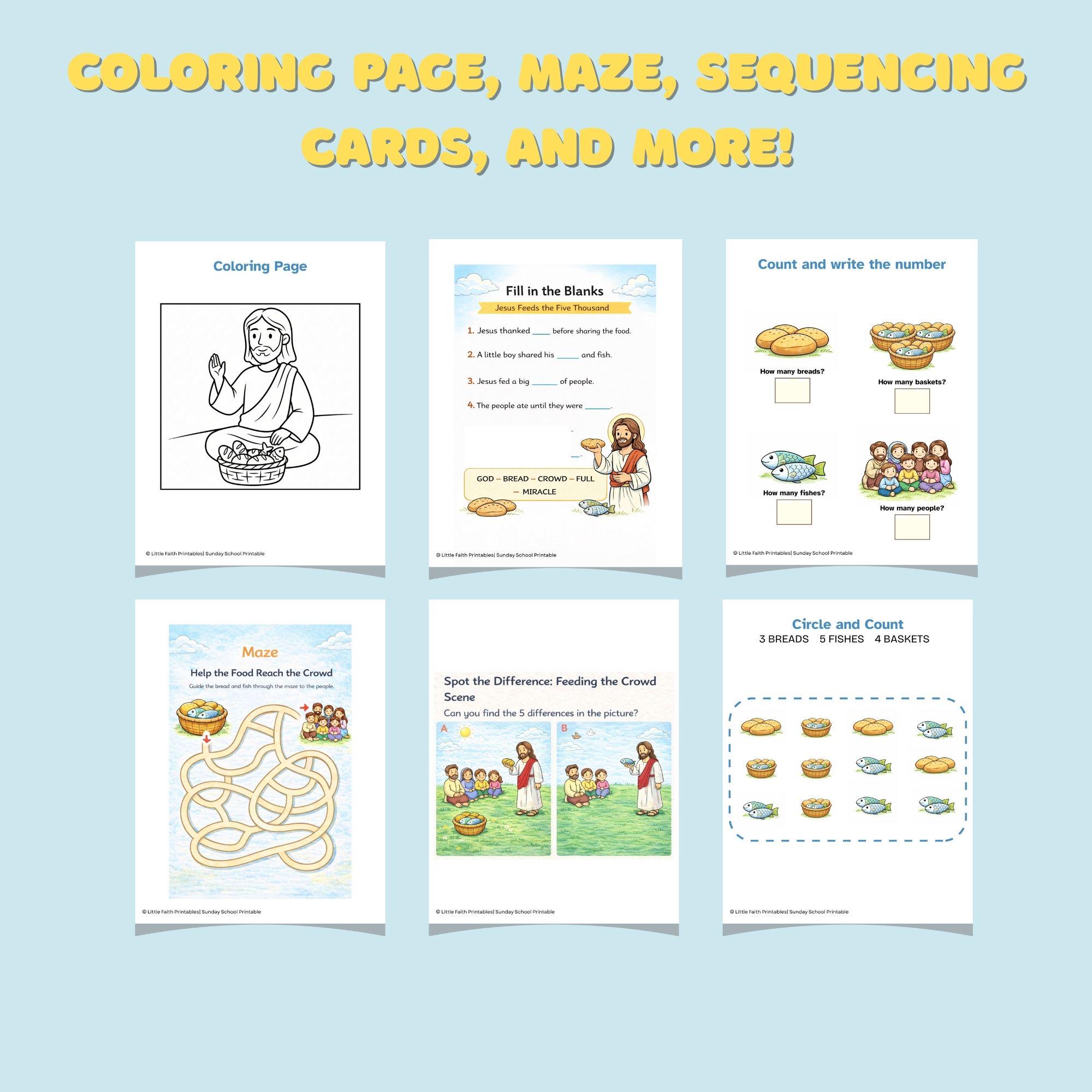 Jesus Feeds 5000 Bible Activity Pack | Sunday School Worksheets ...