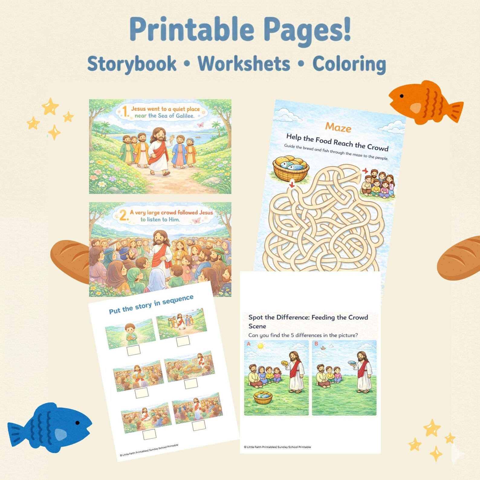 Jesus Feeds 5000 Bible Activity Pack | Sunday School Worksheets ...