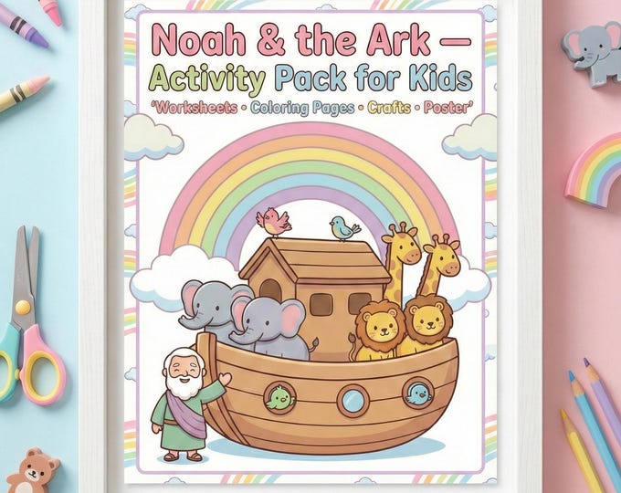 Kids Bible Arts and Crafts Noah's Ark Children Worksheets Noah and the ...