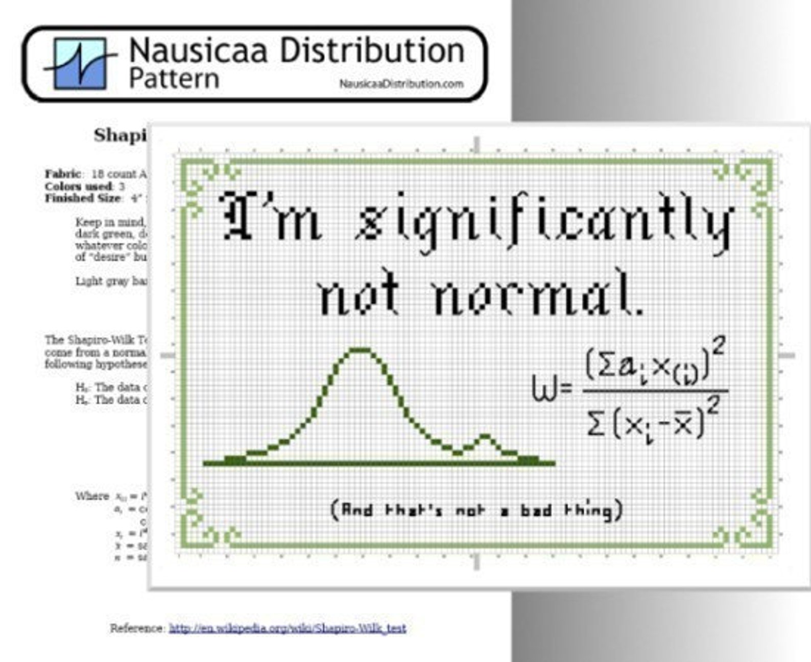 Significantly Not Normal Cross-stitch Pattern shapiro Wilk - Etsy