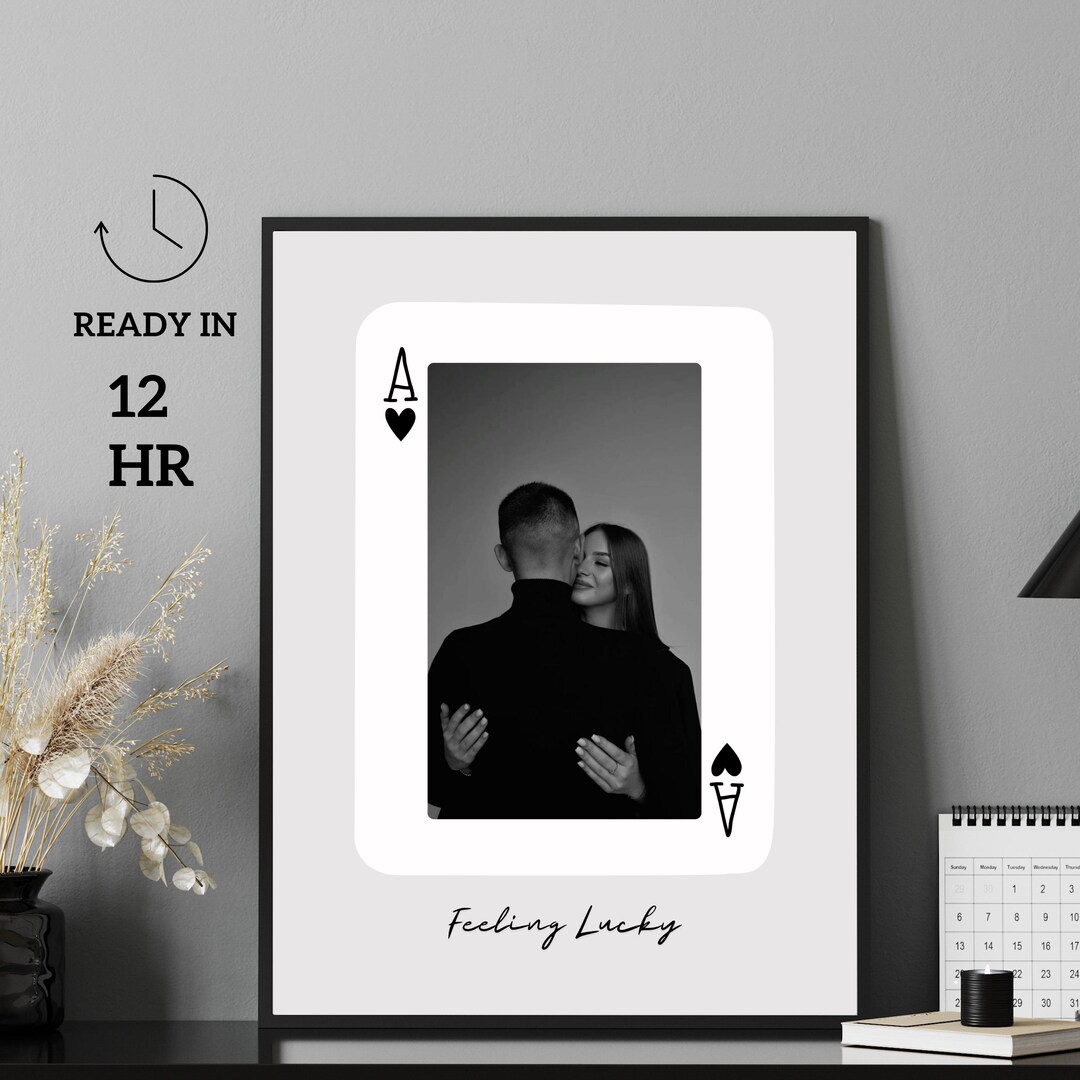 Custom Playing Cards Couple Photo Print, Unique Couples Wall Art Gift ...