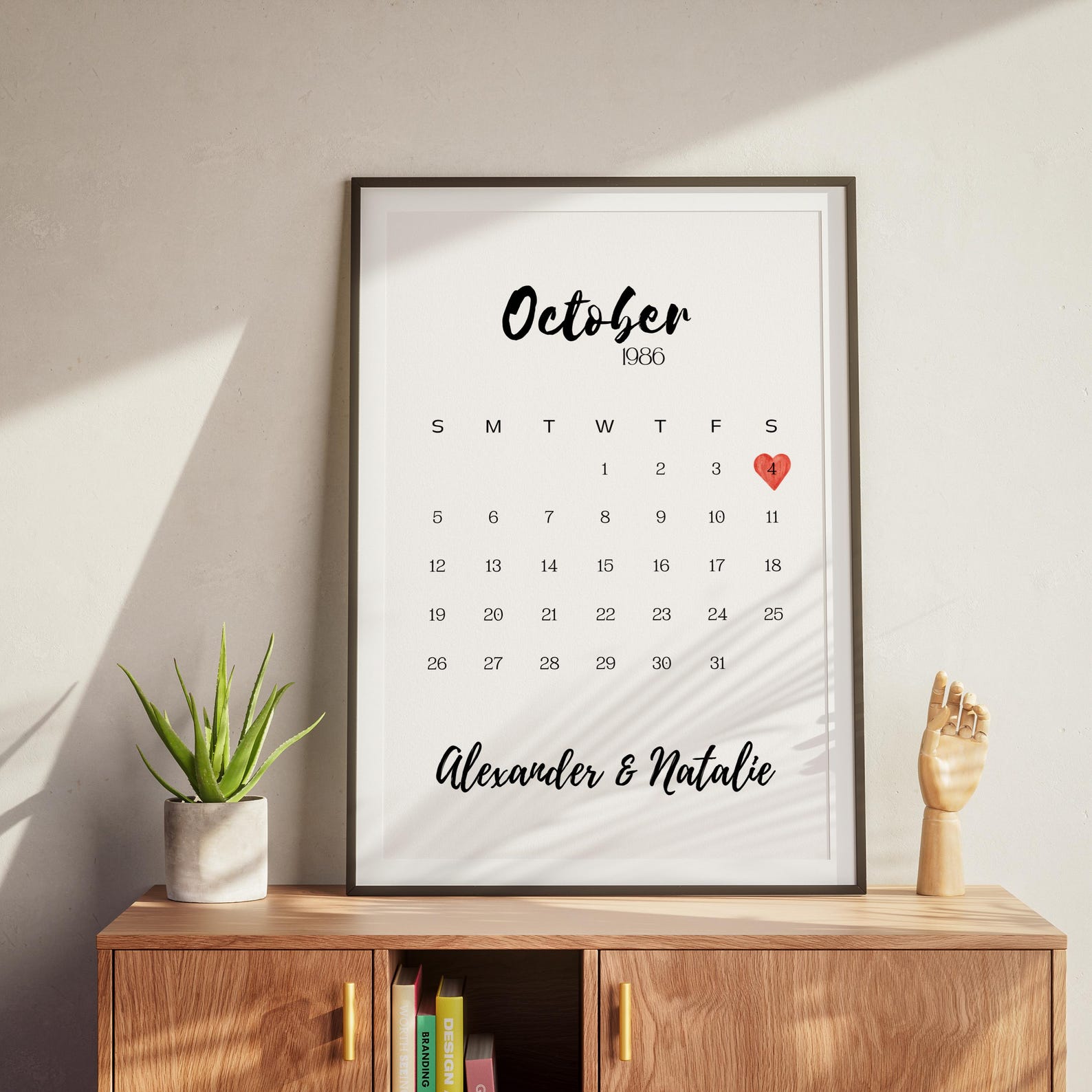 Editable Calendar Print, Custom Date Poster, Anniversary Gift, Couple ...