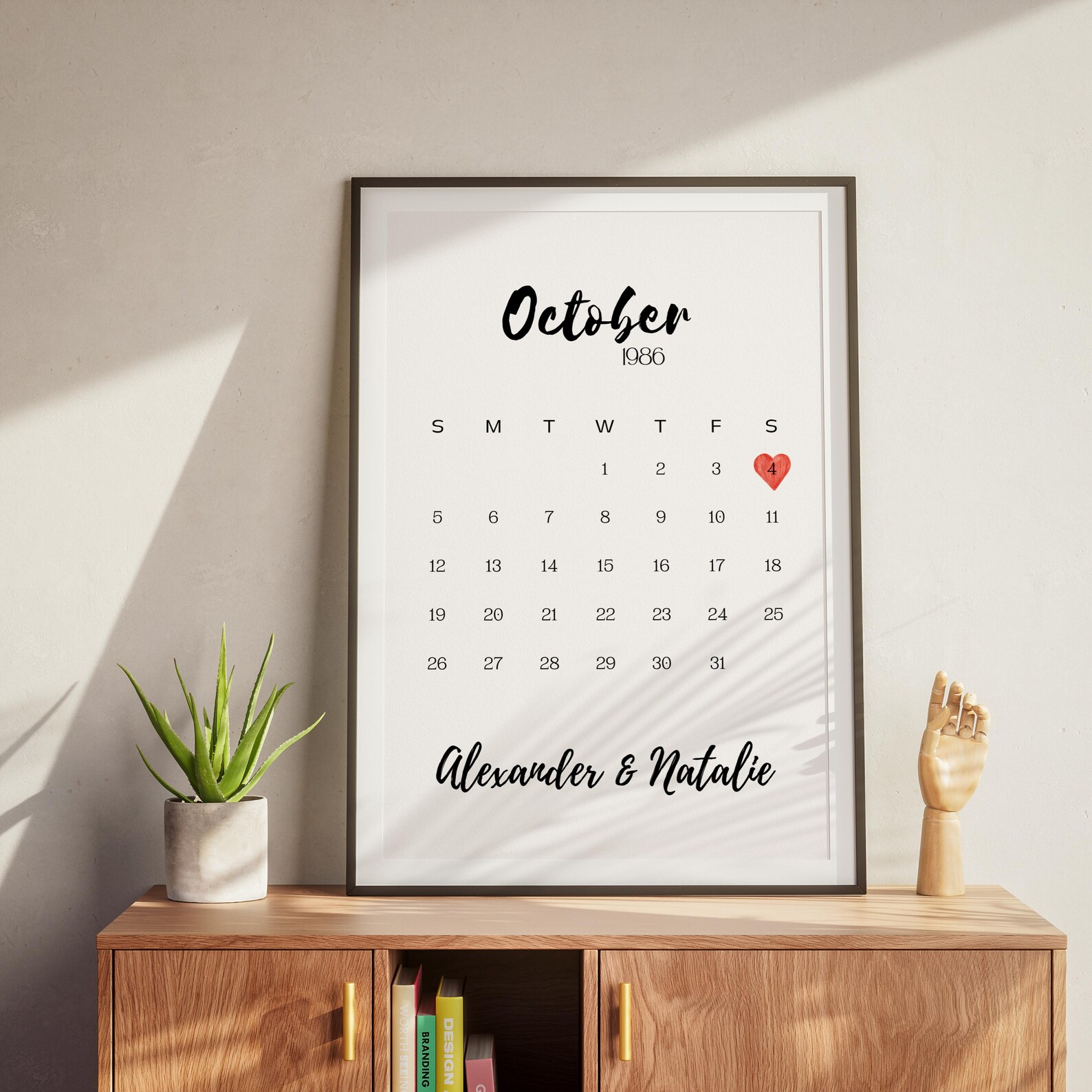 Editable Calendar Print, Custom Date Poster, Anniversary Gift, Couple ...