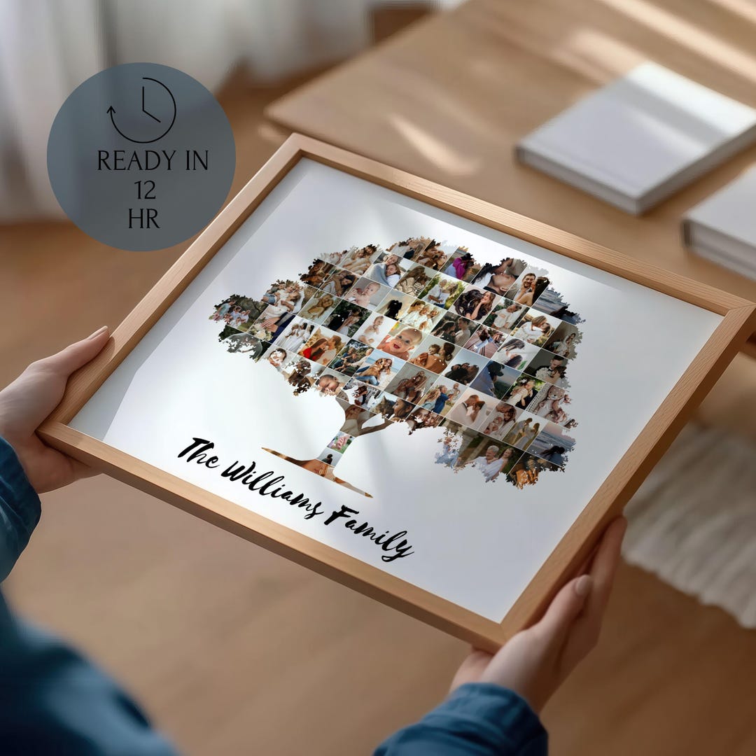 Custom Family Tree Photo Collage: Sentimental Wall Art (digital ...