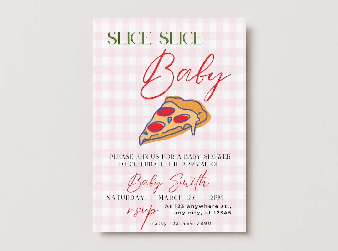 Pizza Baby Shower Invitation Template: Editable Slice Theme (digital ...