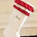 Personalized Christmas Stocking Linen Embroidered White Red Ruffle ...