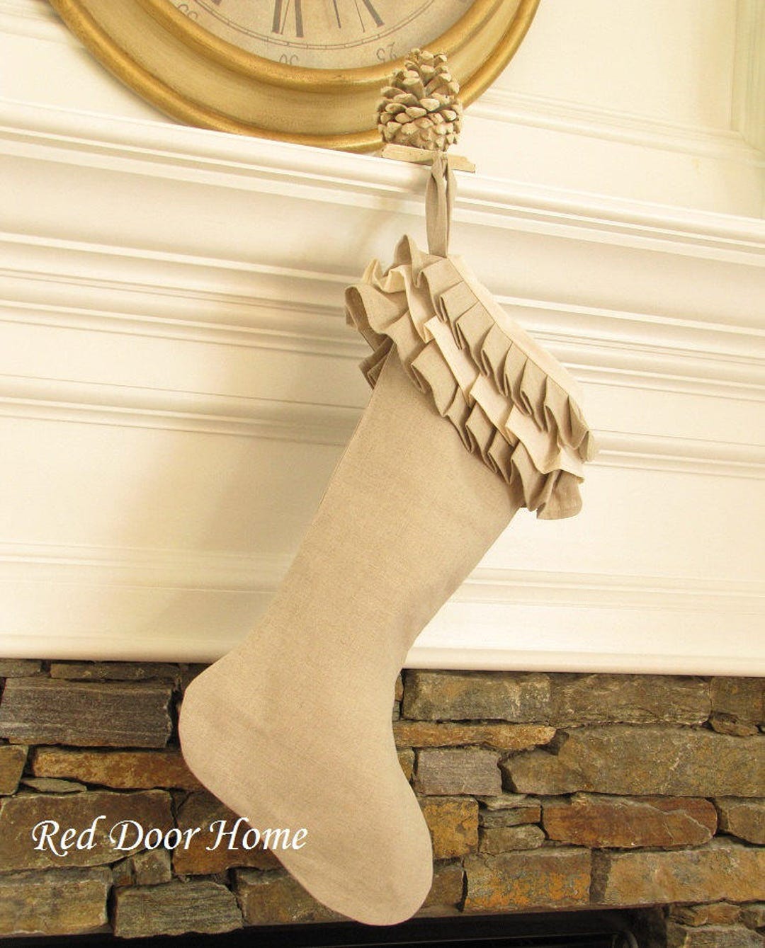 Linen Christmas Stocking Stockings Ruffle Top Better Homes and Gardens ...