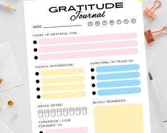 Daily Gratitude Journal Digital Instant Download Printable Mindfulness ...
