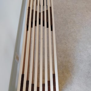 Handmade Scandinavian Slat Bench: Modern Entryway Seating (60in or ...