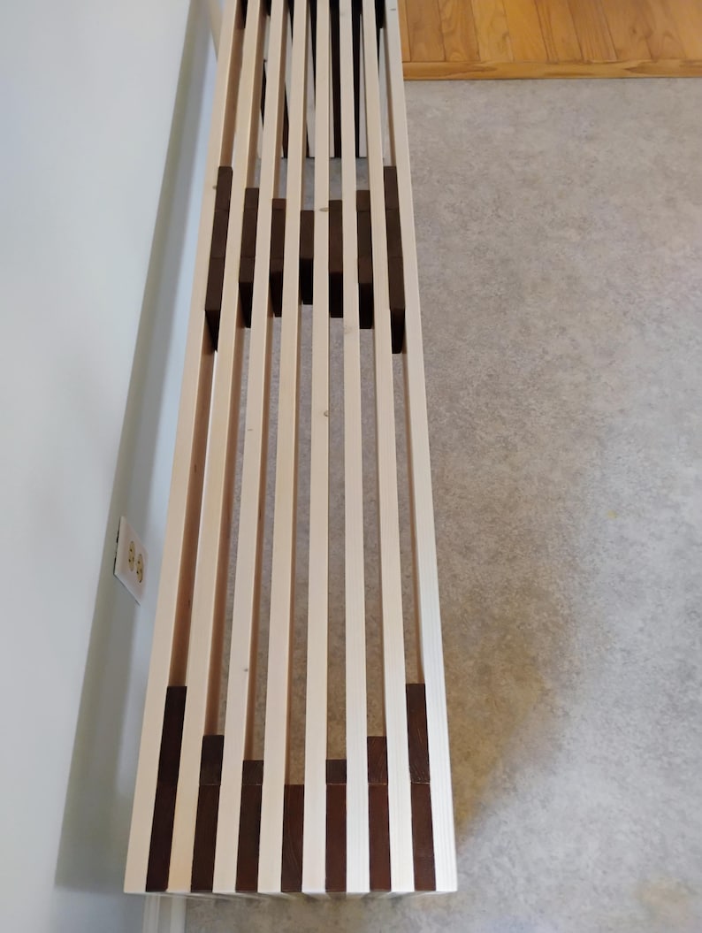 Handmade Scandinavian Slat Bench: Modern Entryway Seating (60in or ...