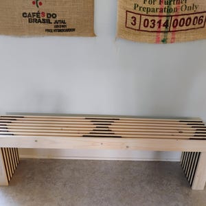 Handmade Scandinavian Slat Bench: Modern Entryway Seating (60in or ...