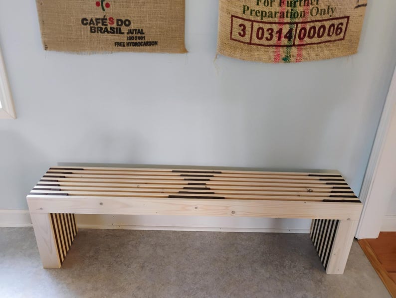 Handmade Scandinavian Slat Bench: Modern Entryway Seating (60in or ...