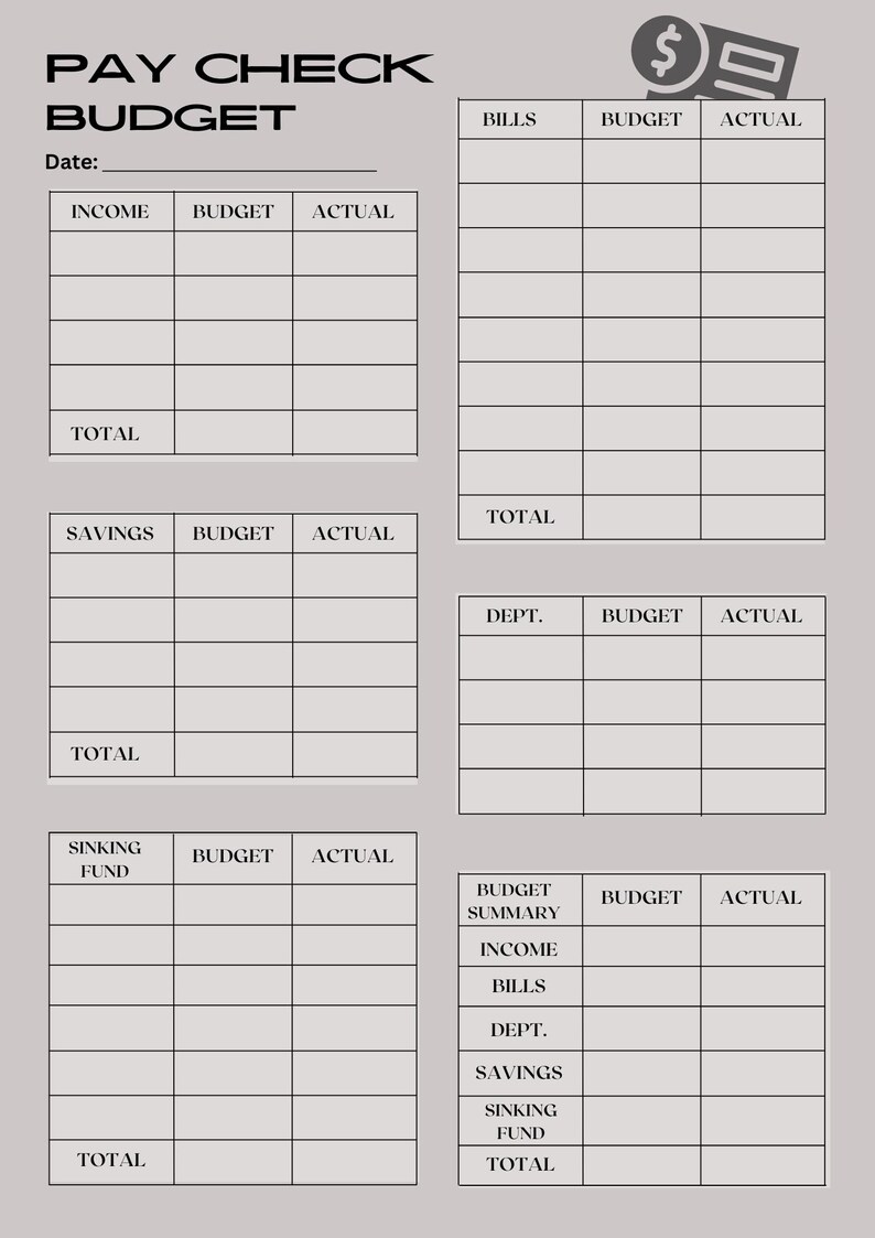 Pay Check Budget - Etsy