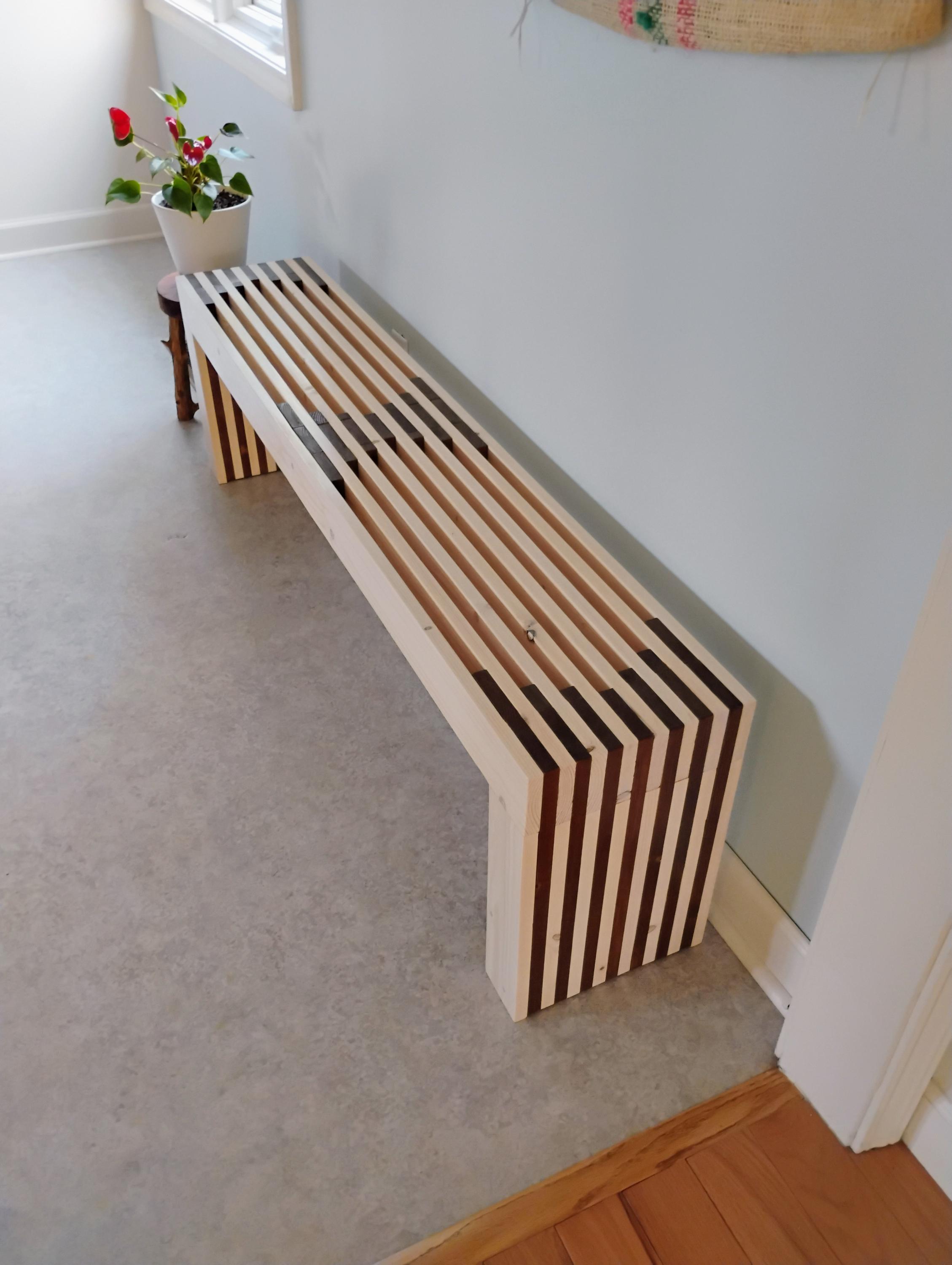 Handmade Scandinavian Slat Bench: Modern Entryway Seating (60in or ...