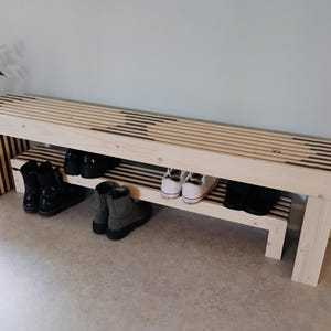 Handmade Scandinavian Slat Bench: Modern Entryway Seating (60in or ...
