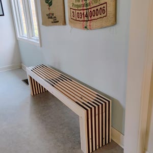 Handmade Scandinavian Slat Bench: Modern Entryway Seating (60in or ...