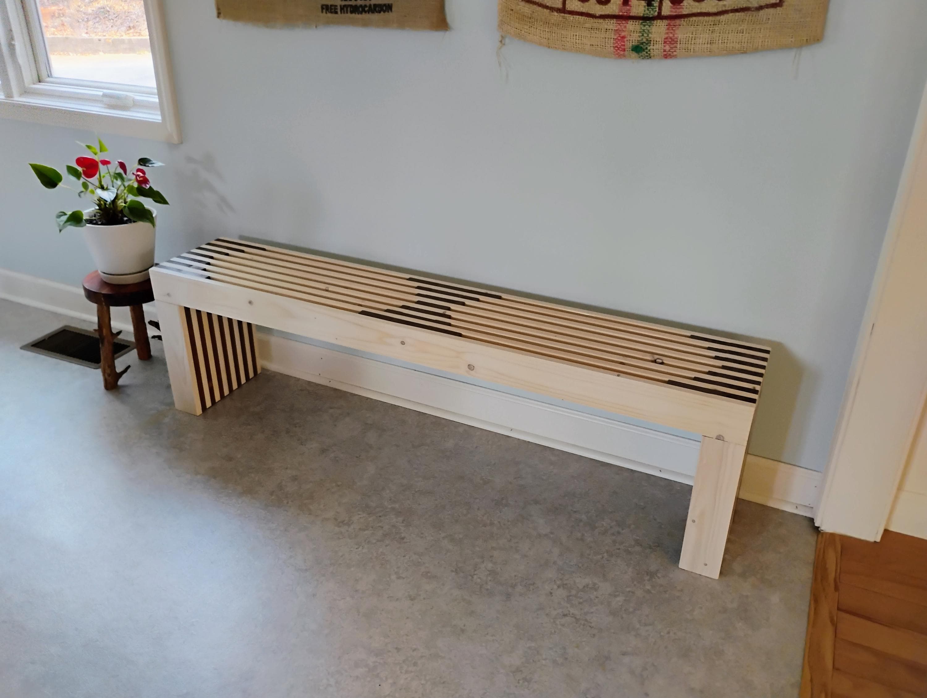 Handmade Scandinavian Slat Bench: Modern Entryway Seating (60in or ...