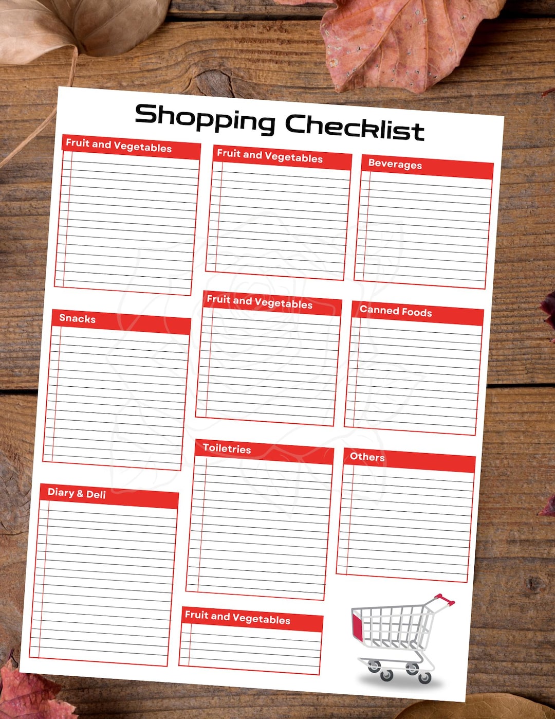 Shopping Checklist Digital Instant Download Printable Grocery List Stay ...