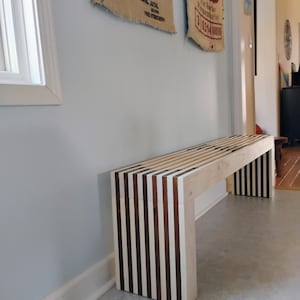 Handmade Scandinavian Slat Bench: Modern Entryway Seating (60in or ...