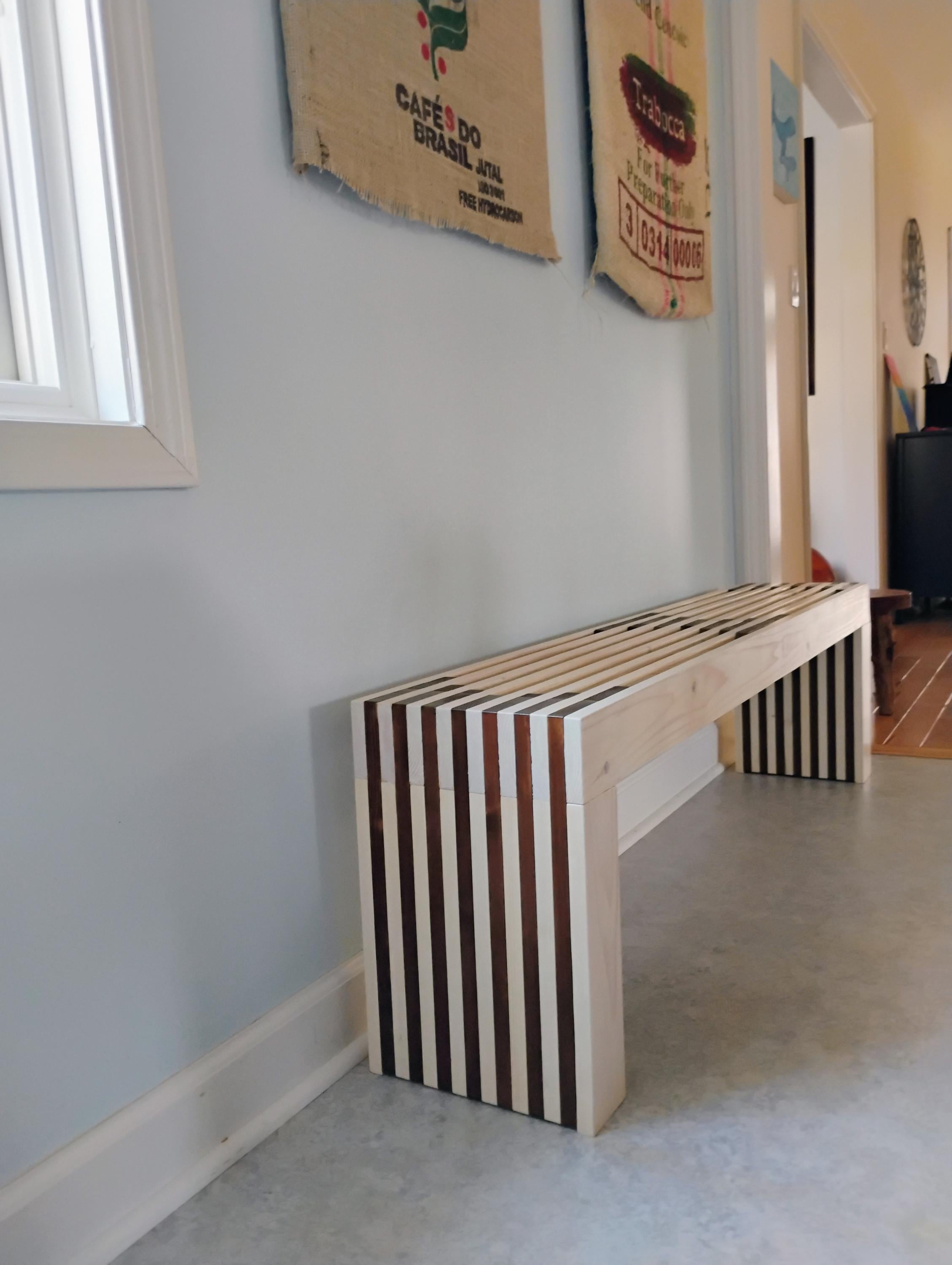 Handmade Scandinavian Slat Bench: Modern Entryway Seating (60in or ...