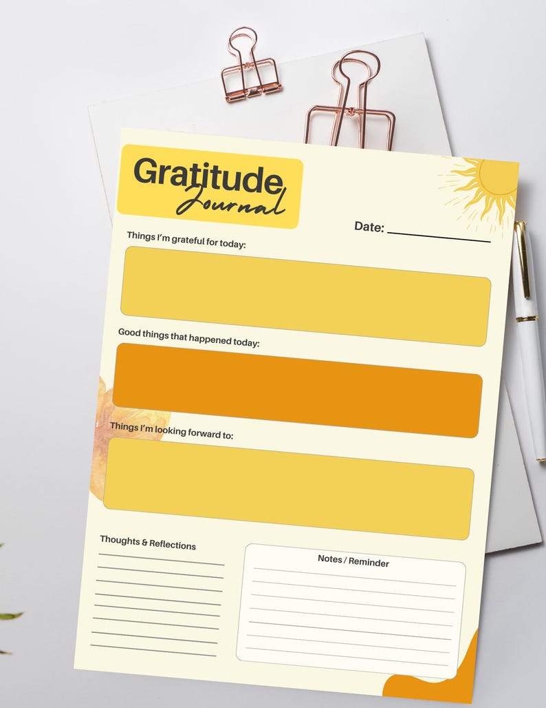 Daily Gratitude Journal Digital Instant Download Printable Mindfulness ...