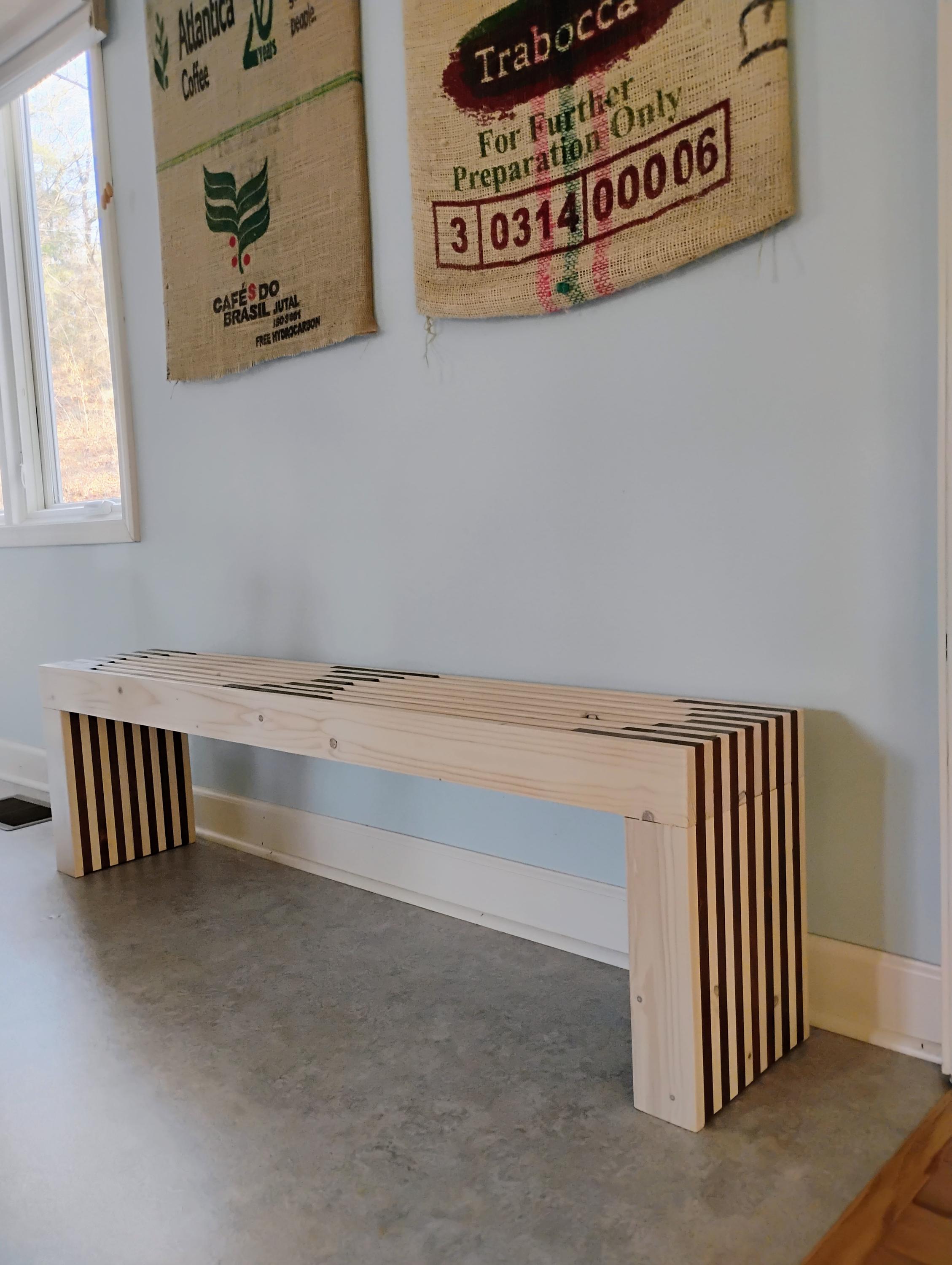 Handmade Scandinavian Slat Bench: Modern Entryway Seating (60in or ...