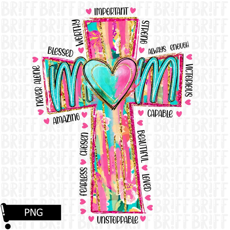 Christian Mom Cross PNG: Faith Heart Graphic (digital Download) - Etsy