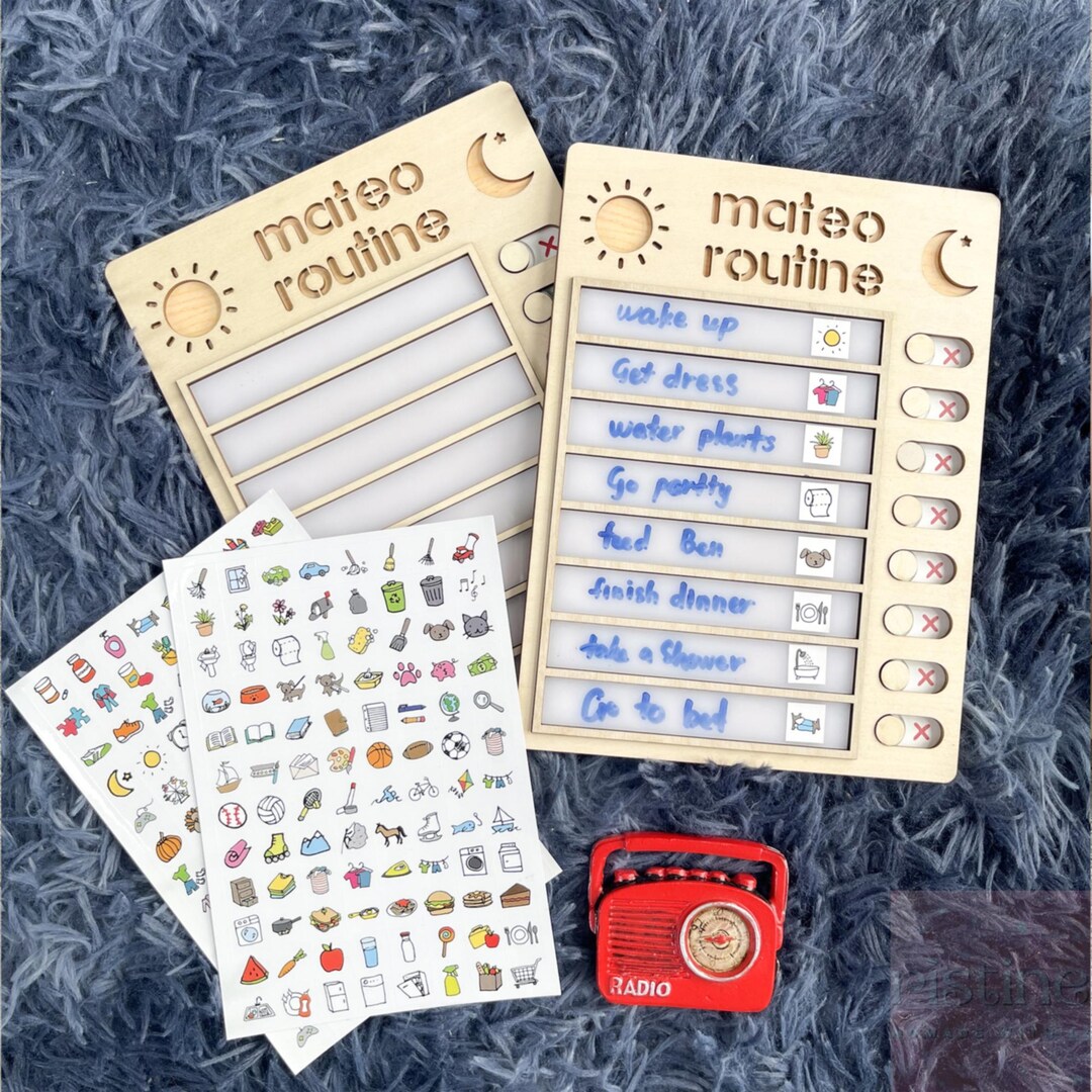 Personalized Wooden Daily Responsibility Board, Daily Routine Chart ...