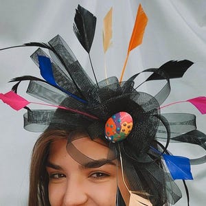 multi colour fascinator