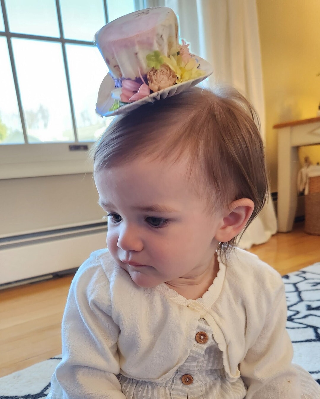 Child Birthday Mini Mad Hatter Hat: Neutral Daisy Party Hat - Etsy