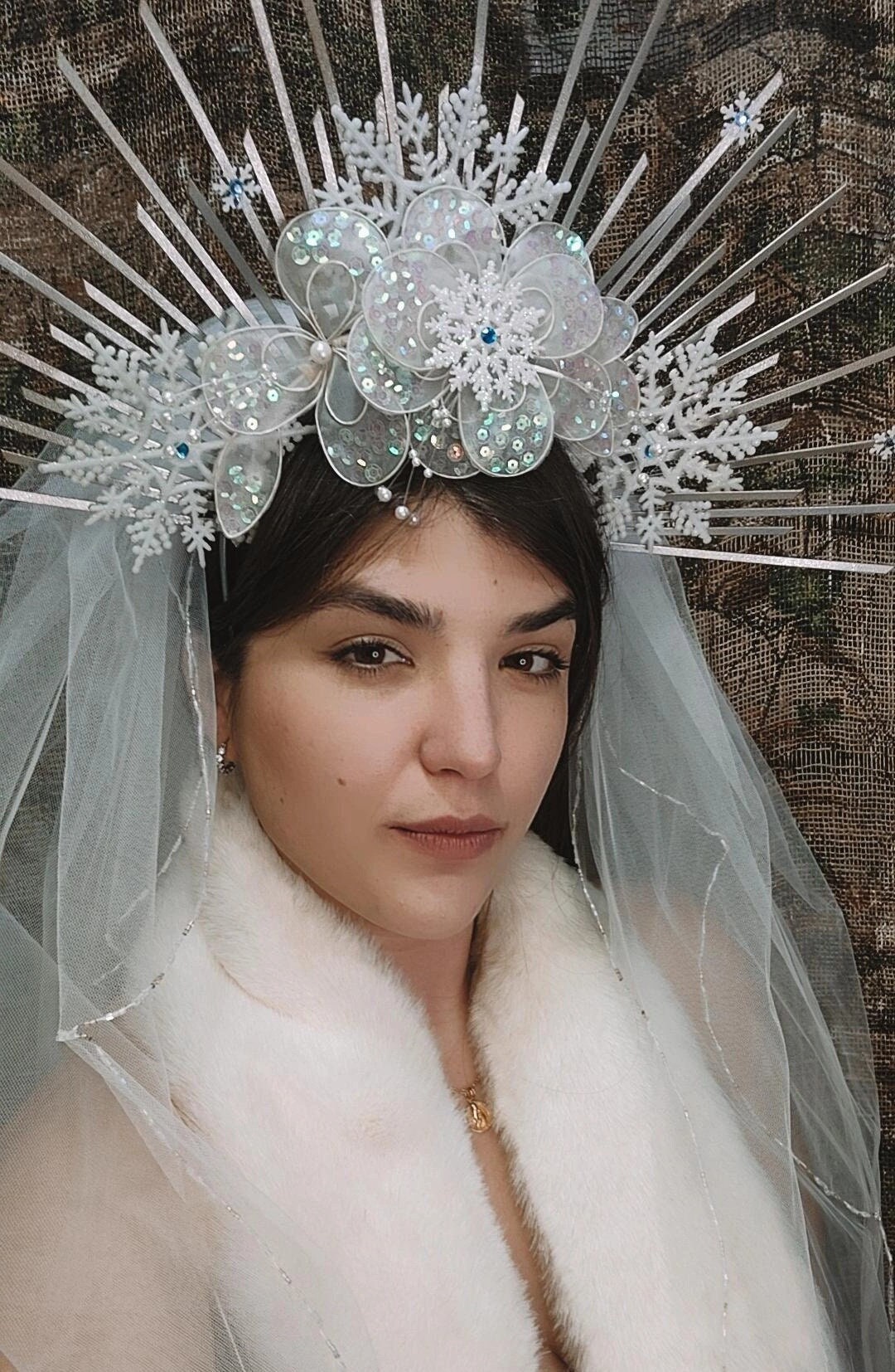 Snow Queen Goddess Crown Ziptie Tiara Halo Large Gold Silver Spike ...