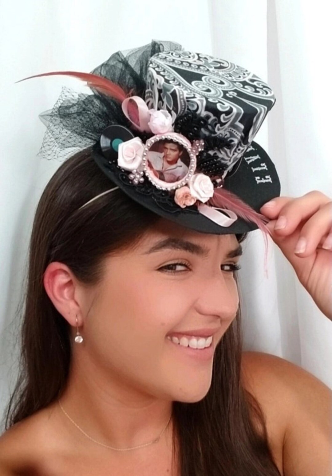 Elvis Presley Mini Top Hat, Rock and Roll Mad Hatter Fascinator - Etsy