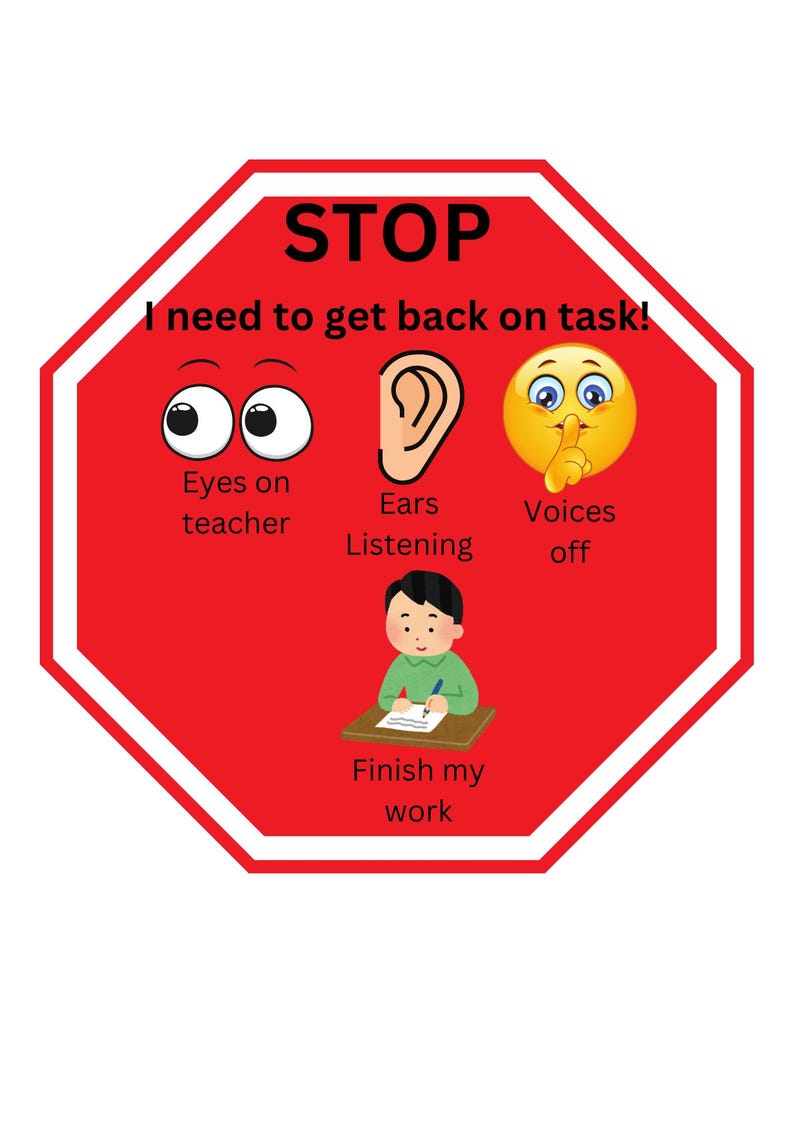 Stay on Task ADHD, ASD & Focus Visual Aid for Kids Printable Tool for ...